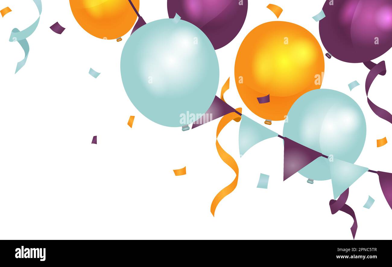 Colorful balloons illustration for right corner design elements Stock ...