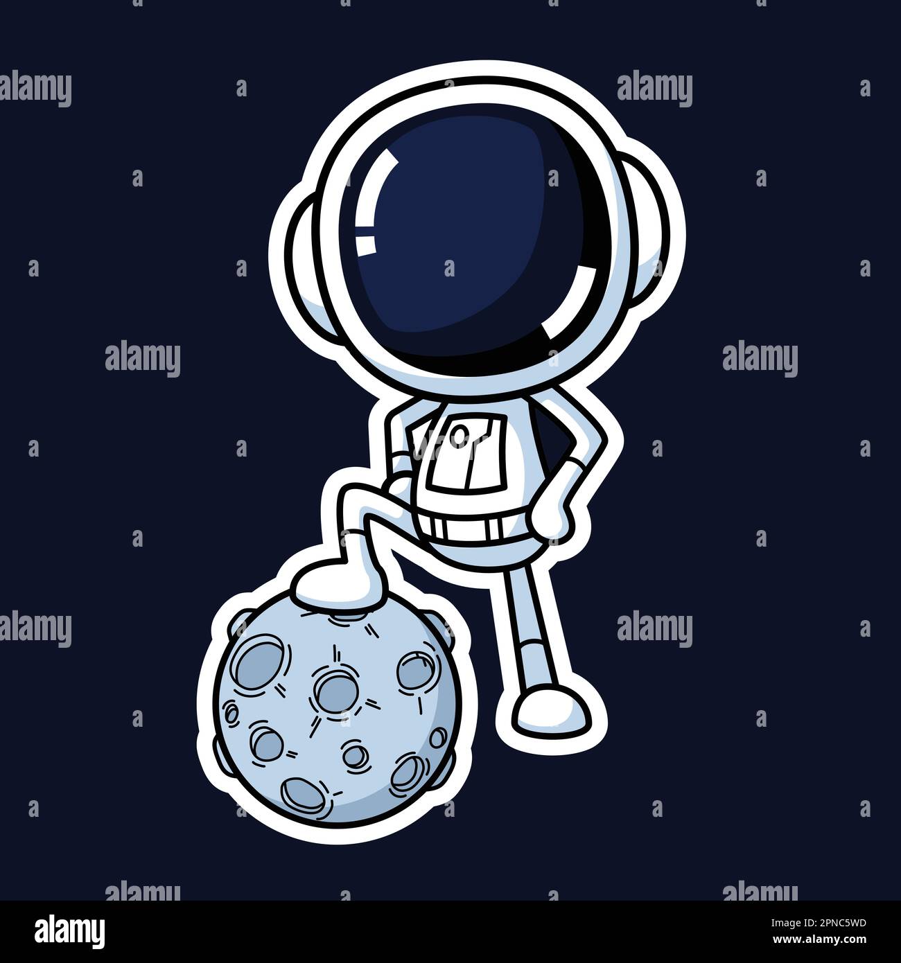 Cute Astronaut Cartoon Character Playing Moon Football Soccer. Premium ...