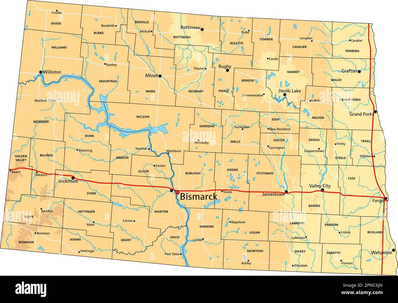 Highly detailed North Dakota physical map with labeling Stock Vector ... Highly detailed North Dakota physical map with labeling Stock Vector ...
