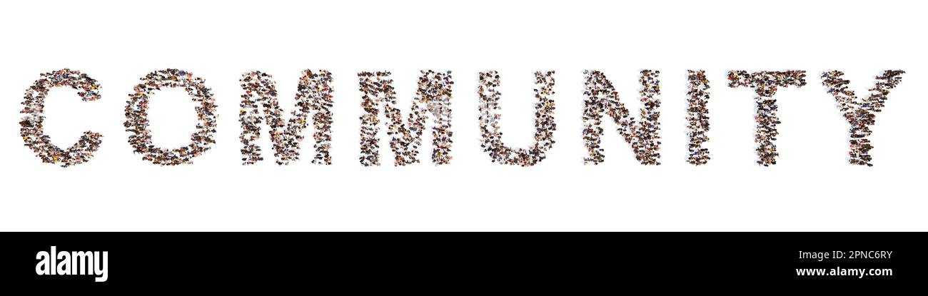 Conceptr conceptual large community of people forming COMMUNITY word ...