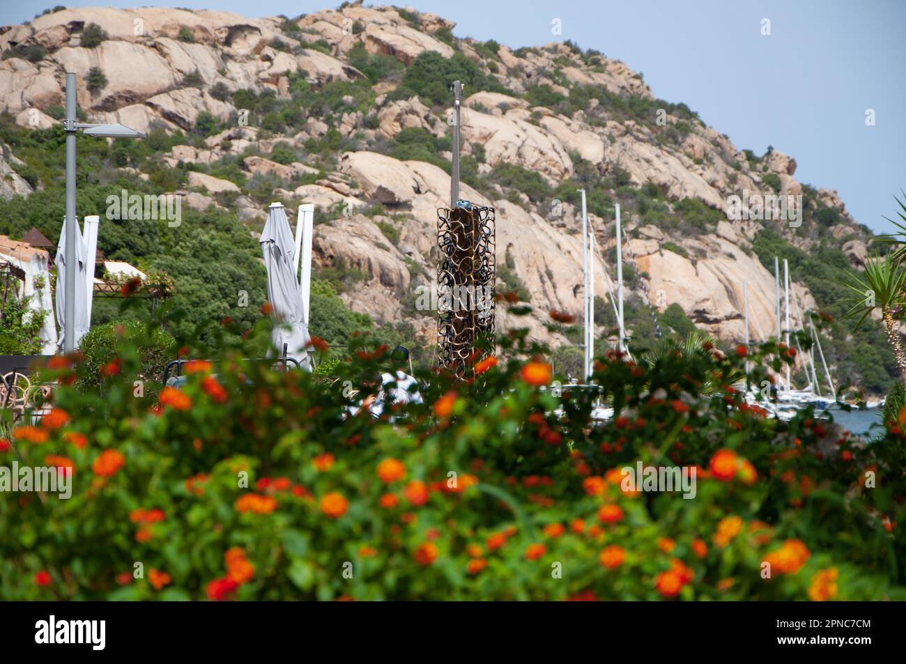 italy , porto quatu, 18 -08-2022 :Splendid view of Poltu Quatu port and ...