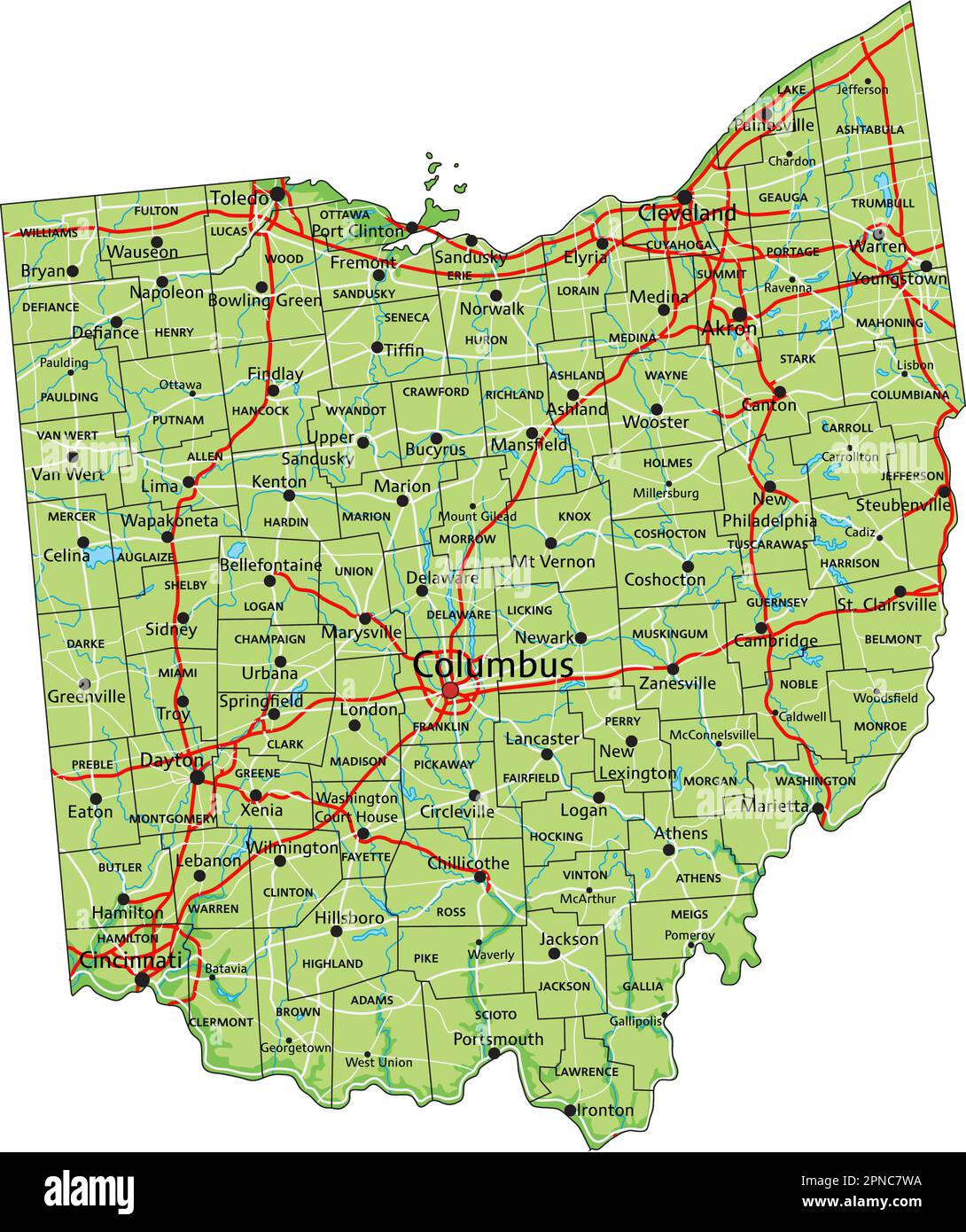 High detailed Ohio physical map with labeling Stock Vector Image & Art ... High detailed Ohio physical map with labeling Stock Vector Image & Art ...