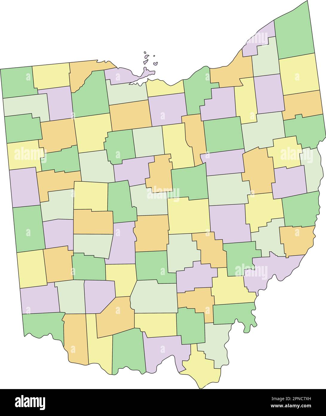 Ohio - Highly detailed editable political map Stock Vector Image & Art ...