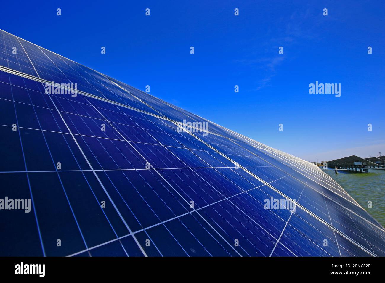Solar panels on the water Stock Photo - Alamy