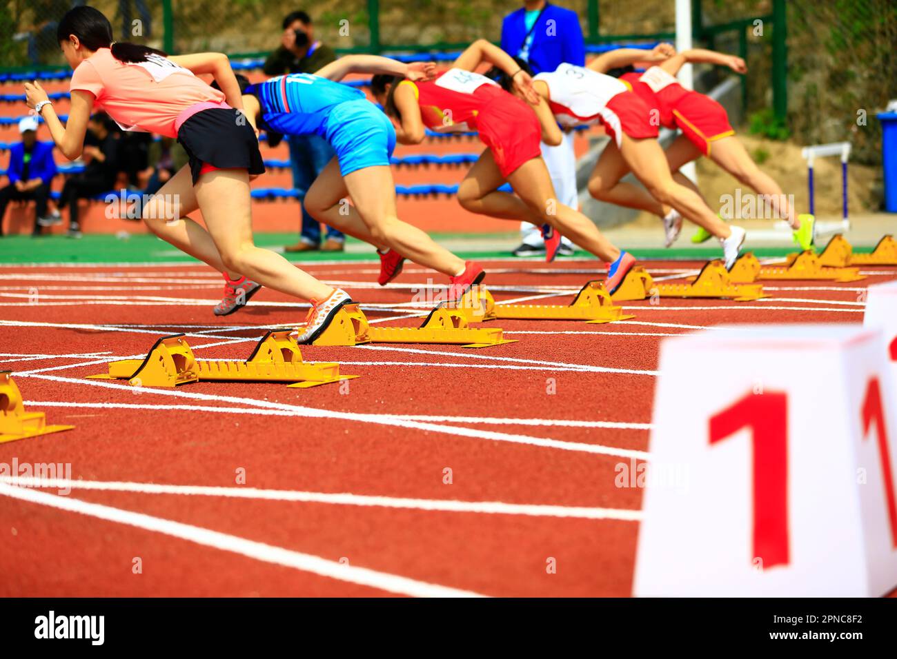 The sports meeting, the athletes began to sprint race Stock Photo - Alamy