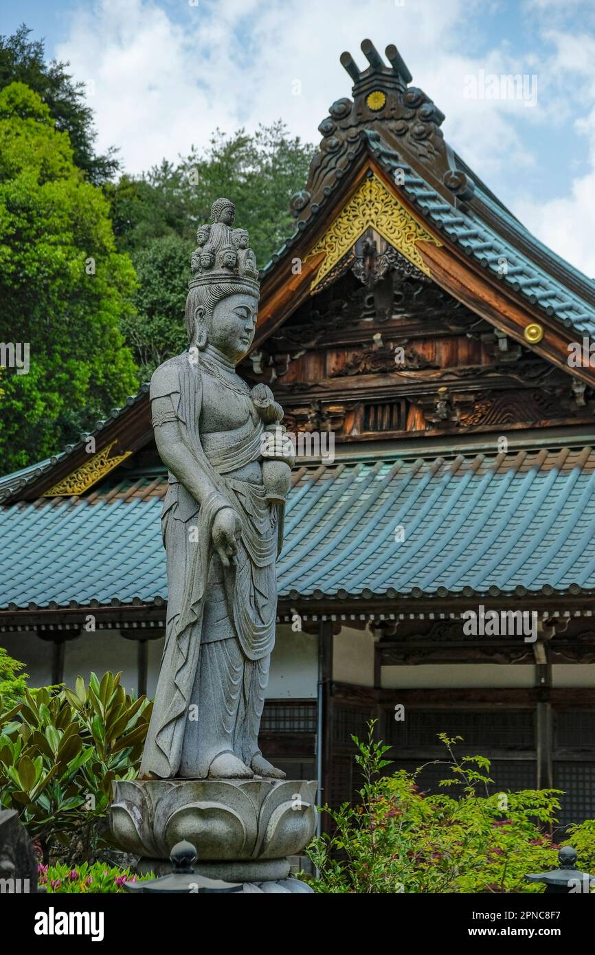 Hatsukaichi, Japan - April 17, 2023: Detail of the roof of the Daisho ...