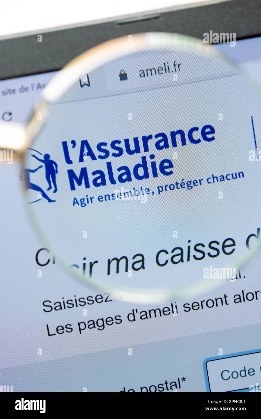 Detail of the 'ameli.fr' website of the French Assurance Maladie ...