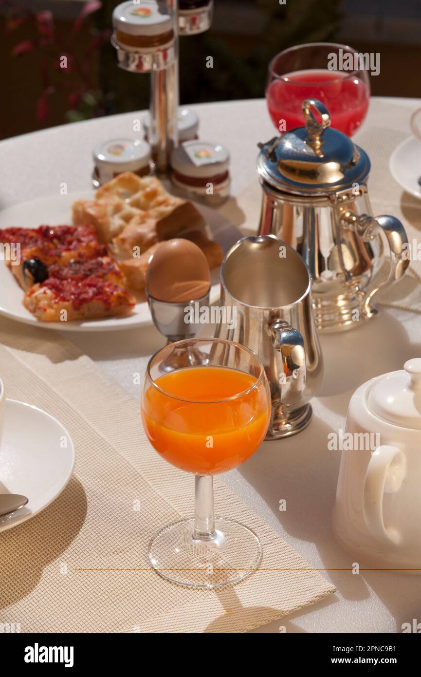 Breakfast at the hotel at the Hotel Albatros; Varigotti; Finale Ligure ...