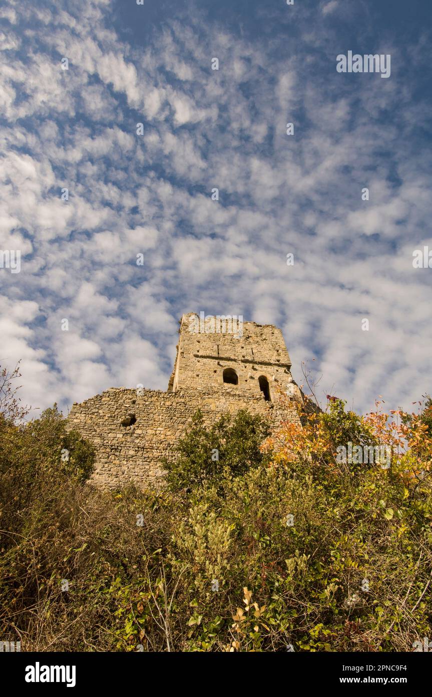 The ruins of the castle of Zuccarello; Savona; Liguria; Italy Stock ...