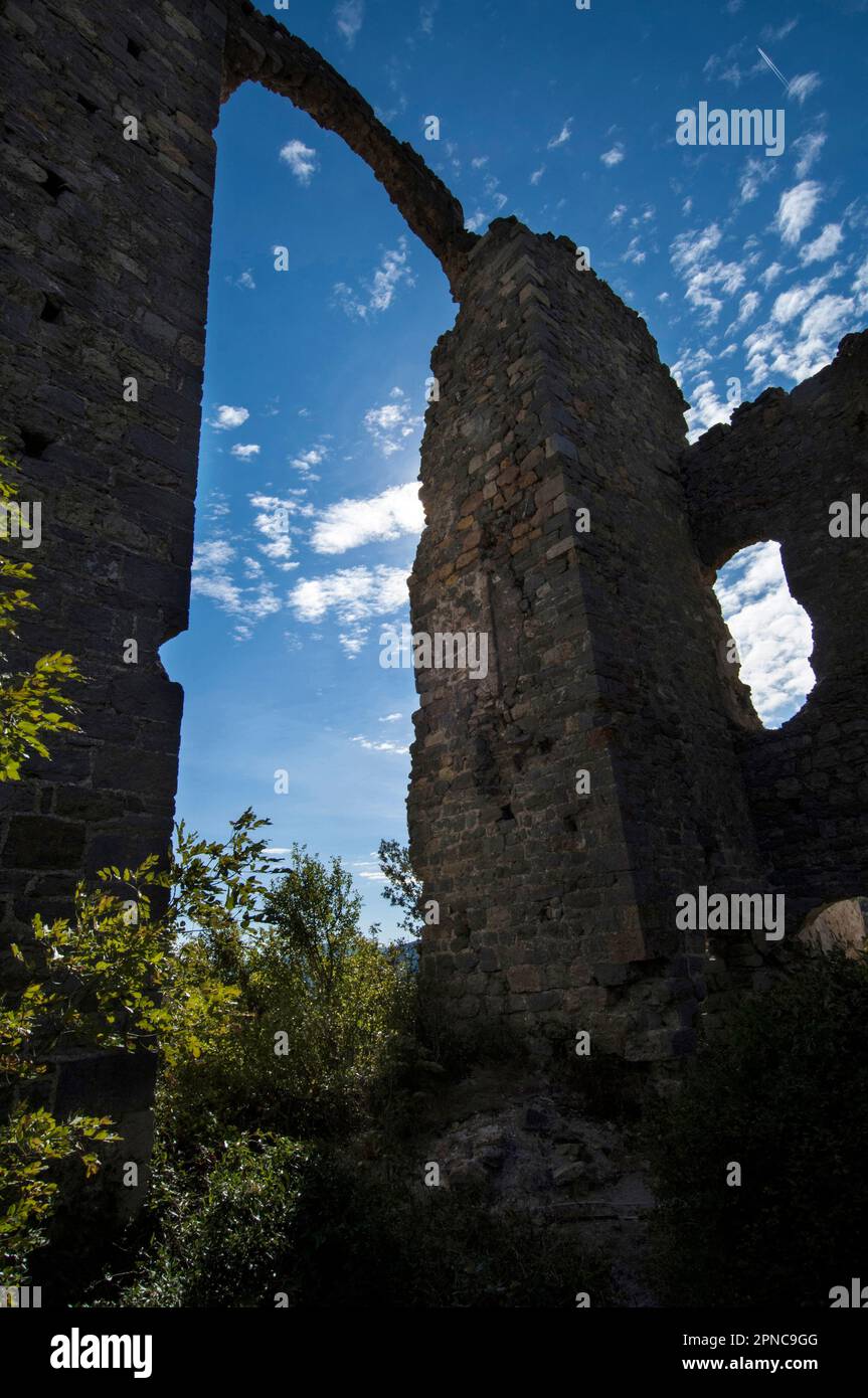 The ruins of the castle of Zuccarello; Savona; Liguria; Italy Stock ...