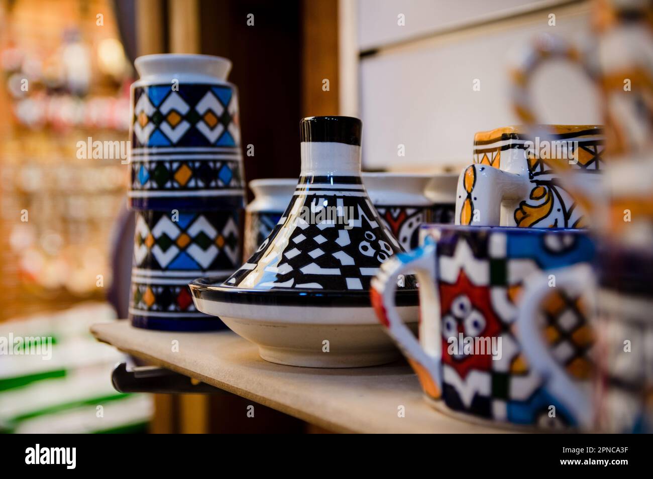 Traditional Moroccan handmade crafts plates and cups in Marrakech ...