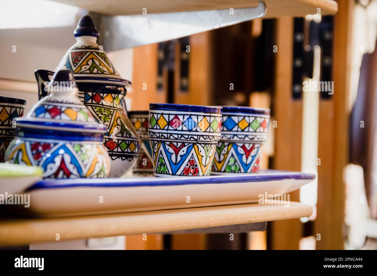 Traditional Moroccan handmade crafts plates and cups in Marrakech ...
