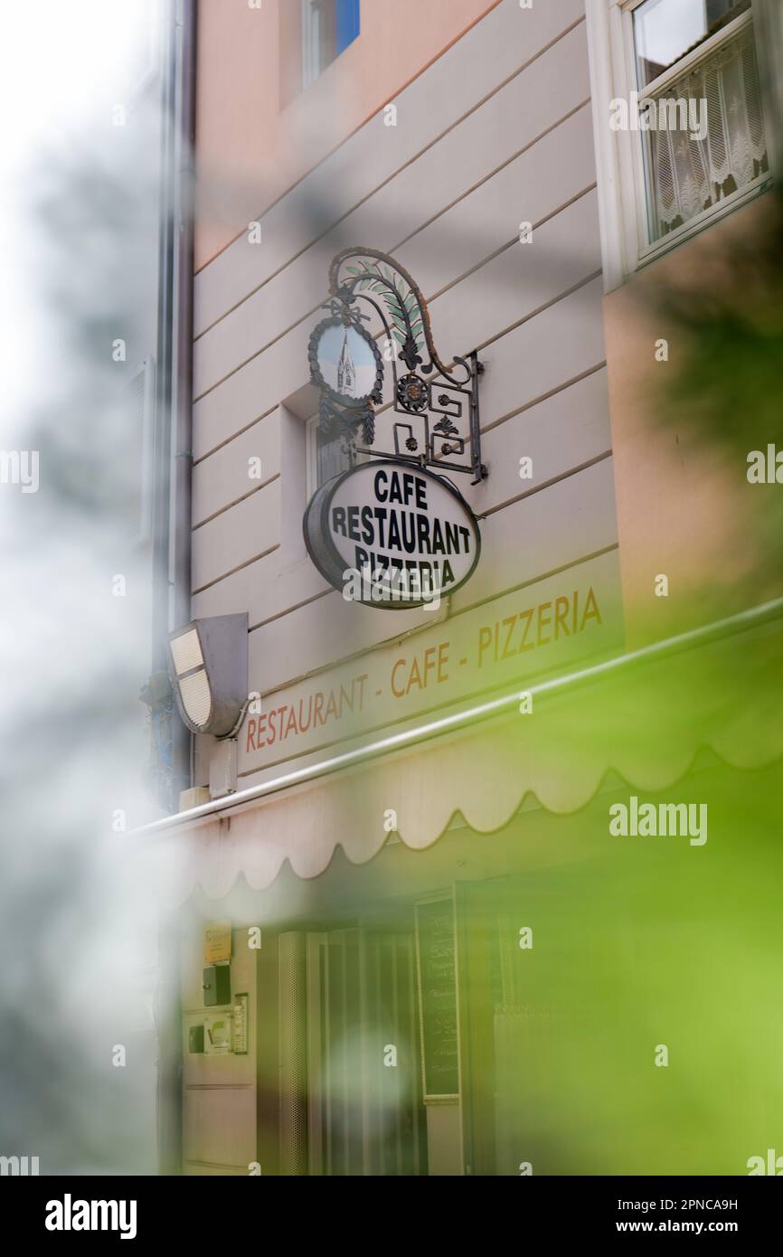 Sign of typical italian cafe restaurant pizzeria Stock Photo - Alamy