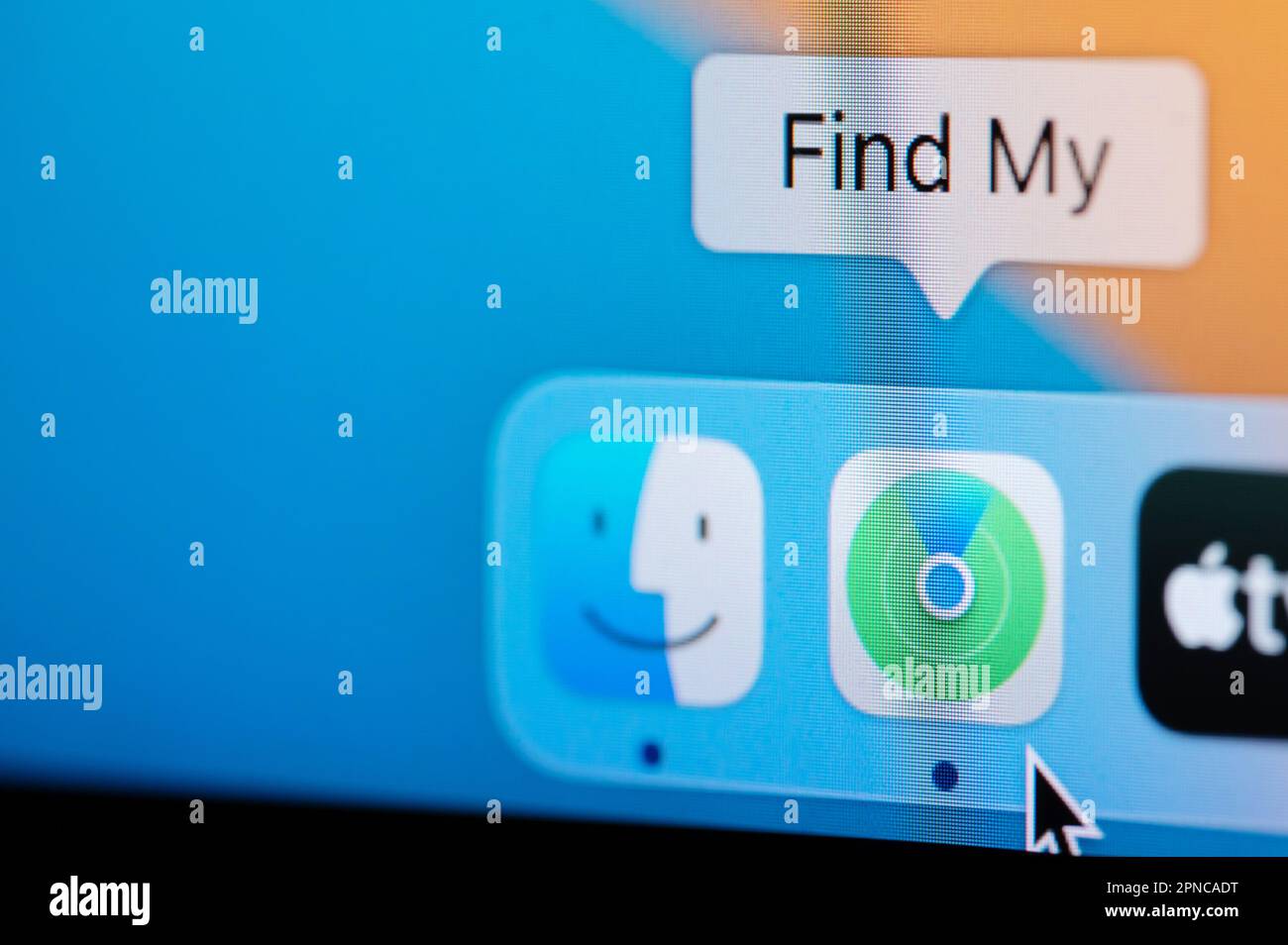 New york, USA - April 12, 2023: Open Find my app in macbook dock to ...