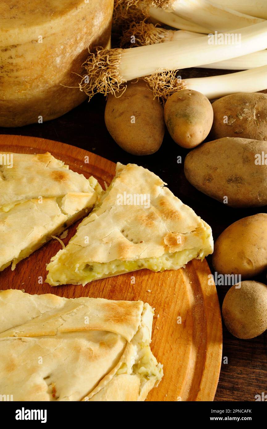 Potato cake, a typical dish of the so-called white cuisine of the ...