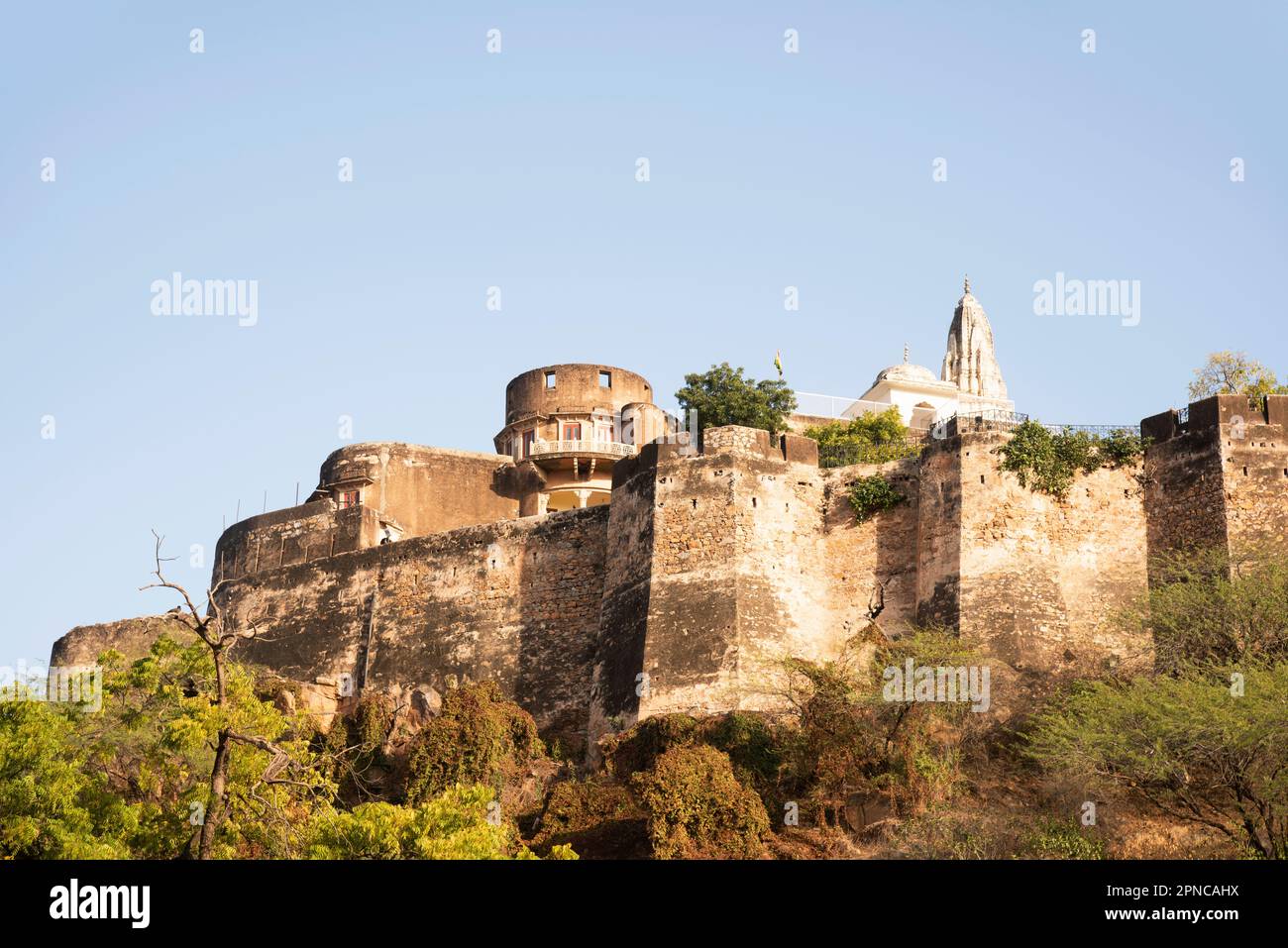Exteriors and the fortification wall of Moti Doongri Fort, it has an ...