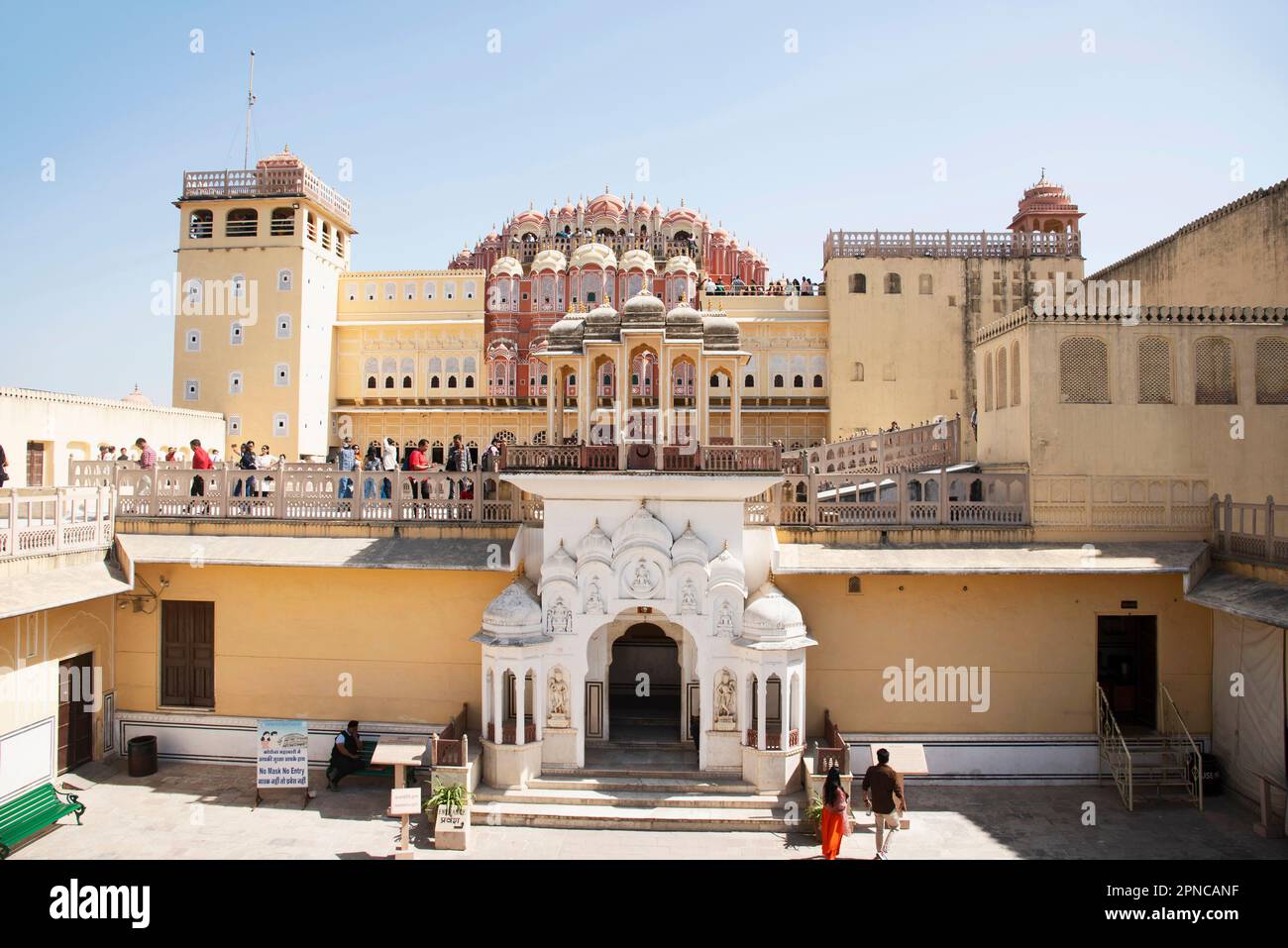 Interiors of the Hawa Mahal (Wind Palace), is a palace built from red ...