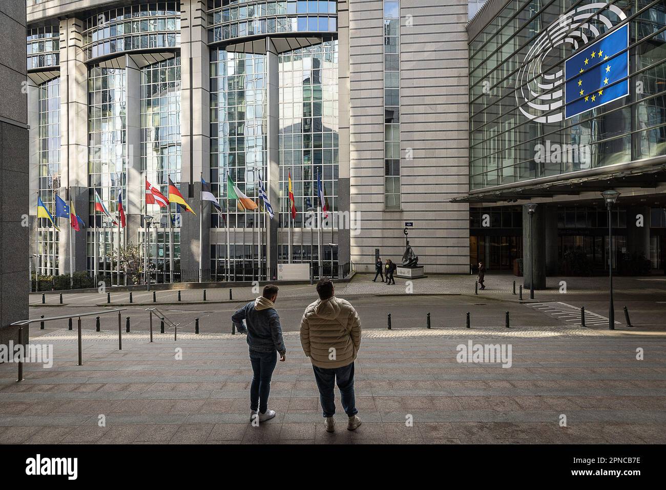 Illustration shows the European parliament, the Paul-Henry Spaak ...