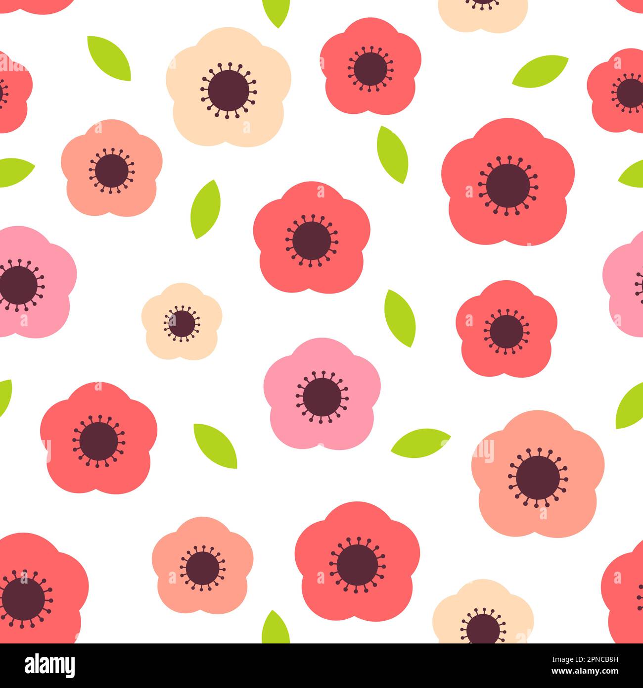Red and pink flowers pastel seamless pattern. Vector illustration Stock ...