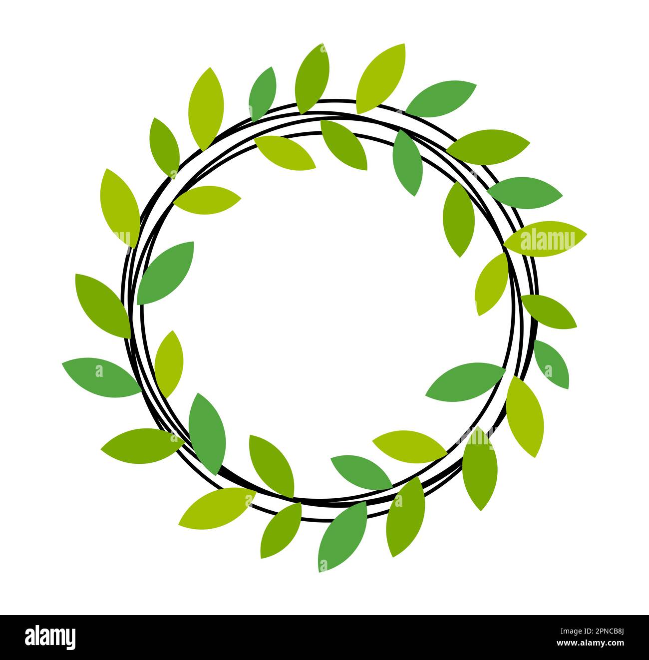 Spring circle green leaf wreath. Plant design element. Vector illustration Stock Vector Image ...