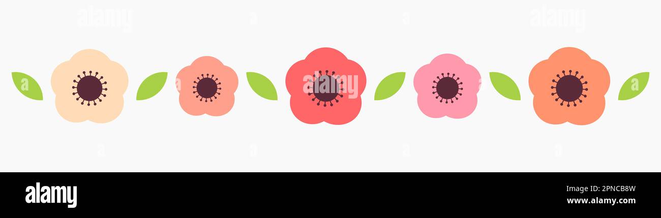 Pink pastel flowers spring border. Vector illustration Stock Vector ...