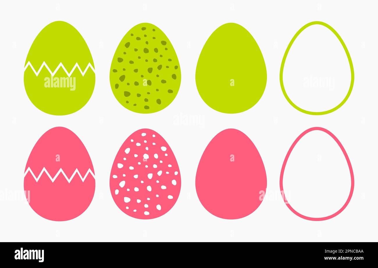 Easter eggs collection. Cracked, speckled and line icons eggs. Vector ...