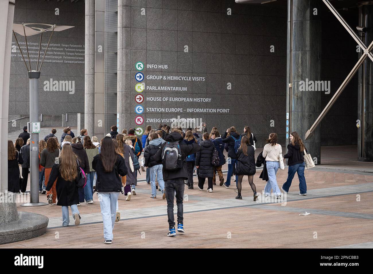 Illustration shows the European parliament, the Paul-Henry Spaak ...
