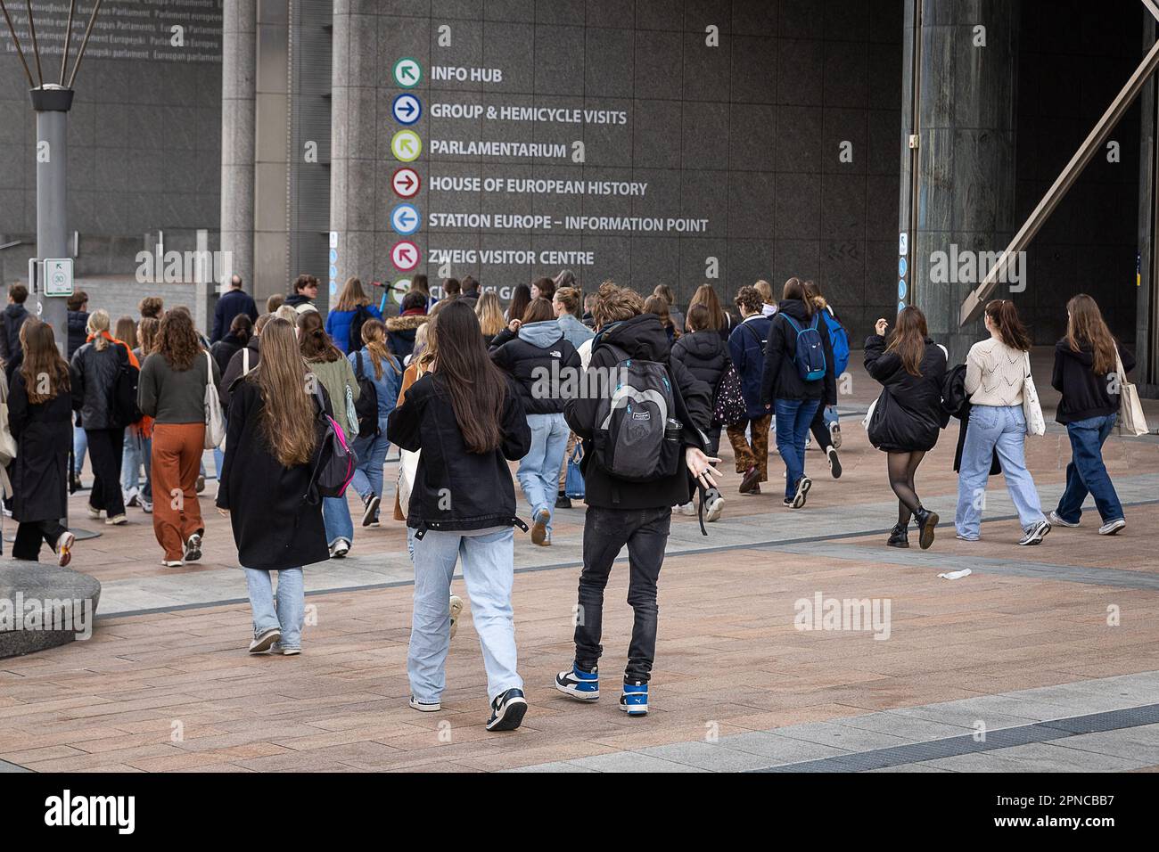 Illustration shows the European parliament, the Paul-Henry Spaak ...