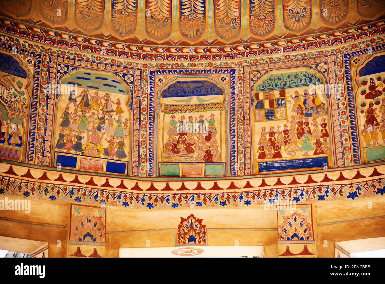 Colorful ceiling of Goenka Chhatri, situated near Shivgarh Fort, now ...
