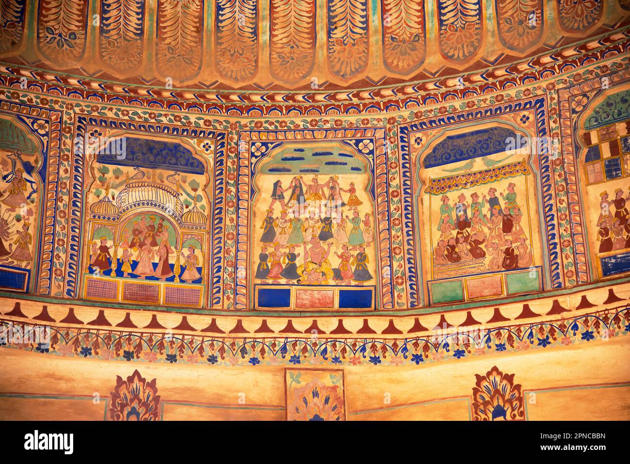 Colorful ceiling of Goenka Chhatri, situated near Shivgarh Fort, now ...