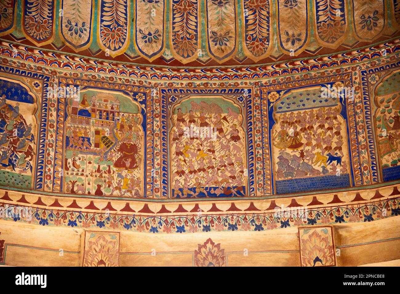 Colorful ceiling of Goenka Chhatri, situated near Shivgarh Fort, now ...