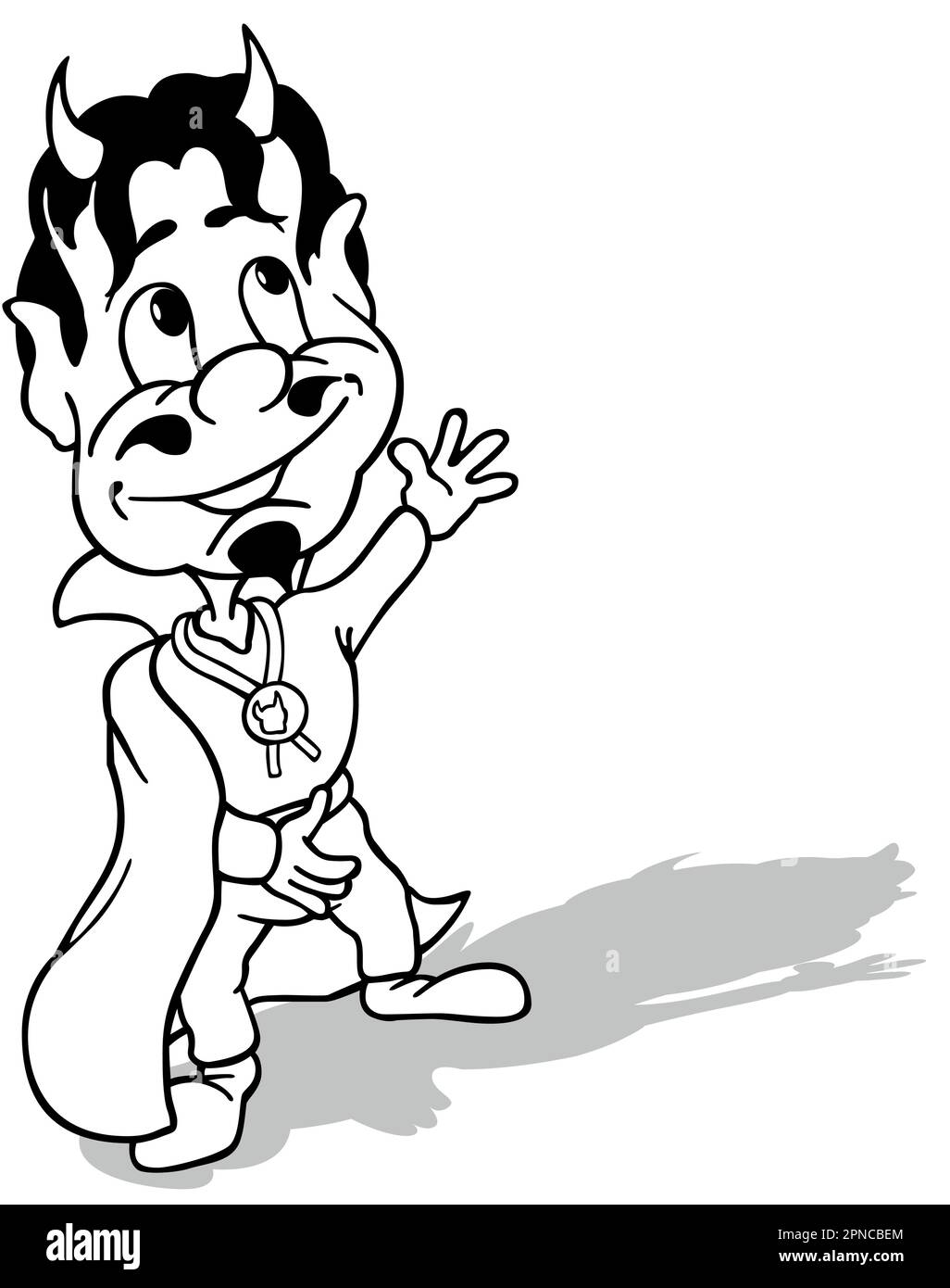 Drawing of a Smiling Devil in Clothes with a Cloak Stock Vector Image ...