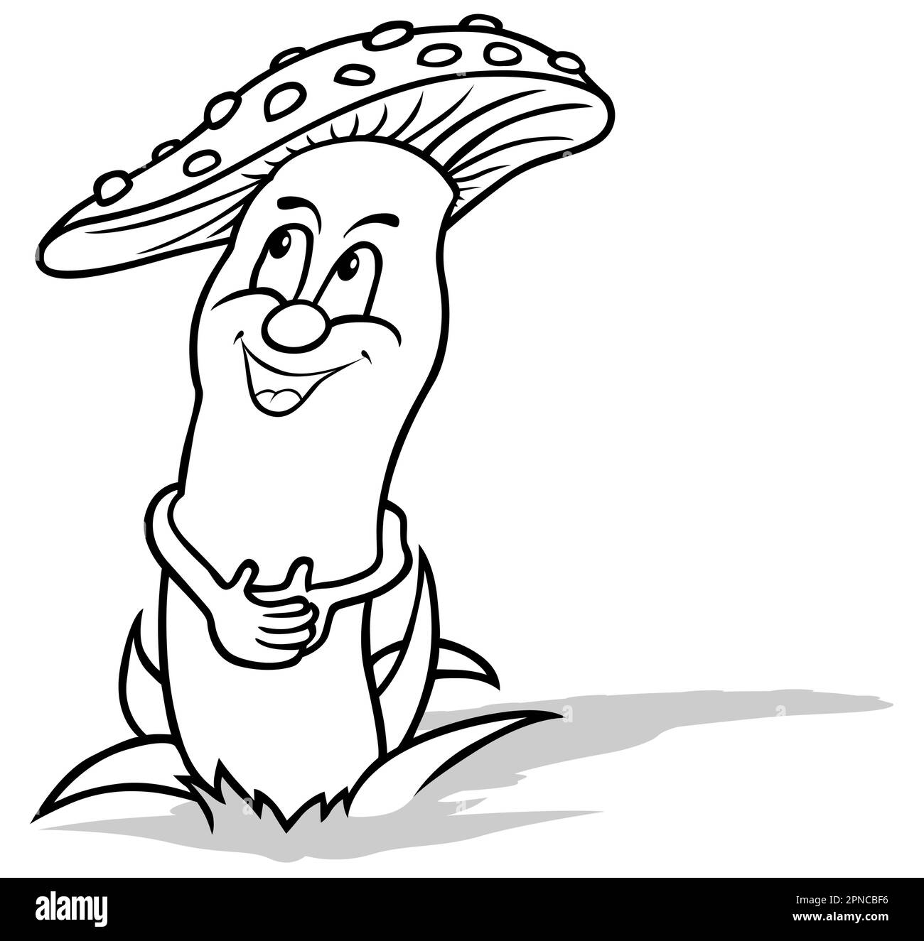 Drawing of a Standing Toadstool with Folded Arms Stock Vector Image ...