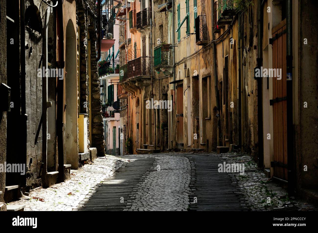 The medieval streets of Pieve di Teco; Imperia; Liguria, Italy Stock ...