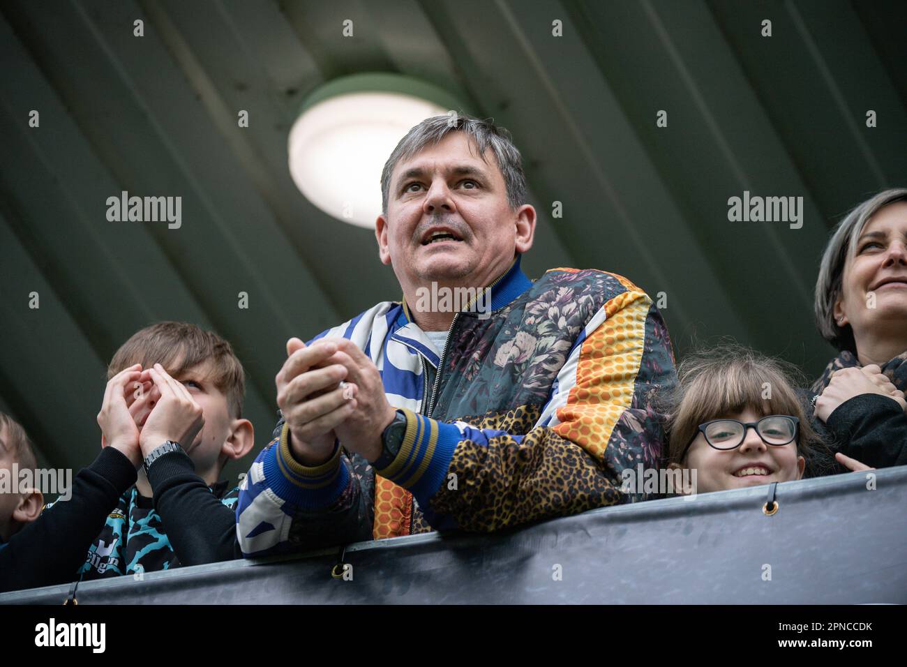 Wakefield, England - 16th April 2023 - Leigh Leopards owner Derek ...