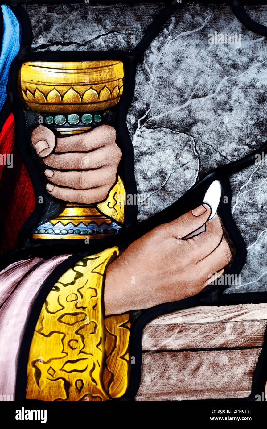 Song Vinh Church. Stained glass. Sacrament of The Eucharist, or Holy ...