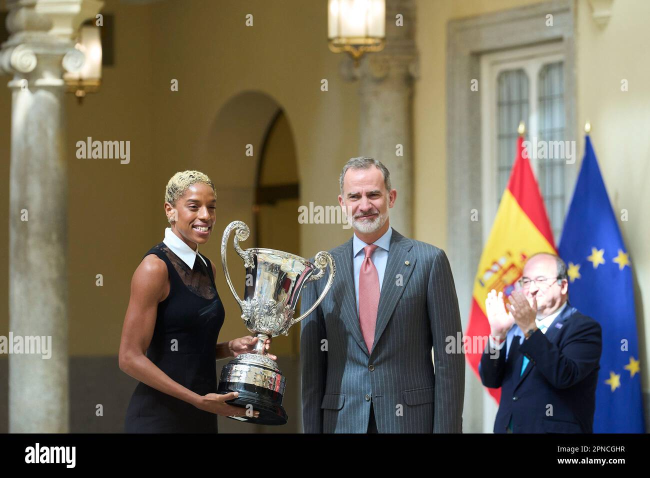 Madrid. Spain. 20230418, King Felipe VI of Spain, Yolimar Rojas attends ...