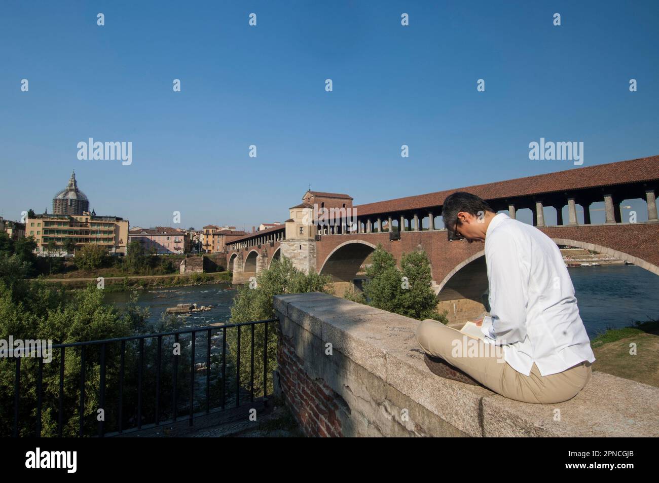 The Ponte Coperto di Pavia, entrance to the city from Borgo Ticino ...