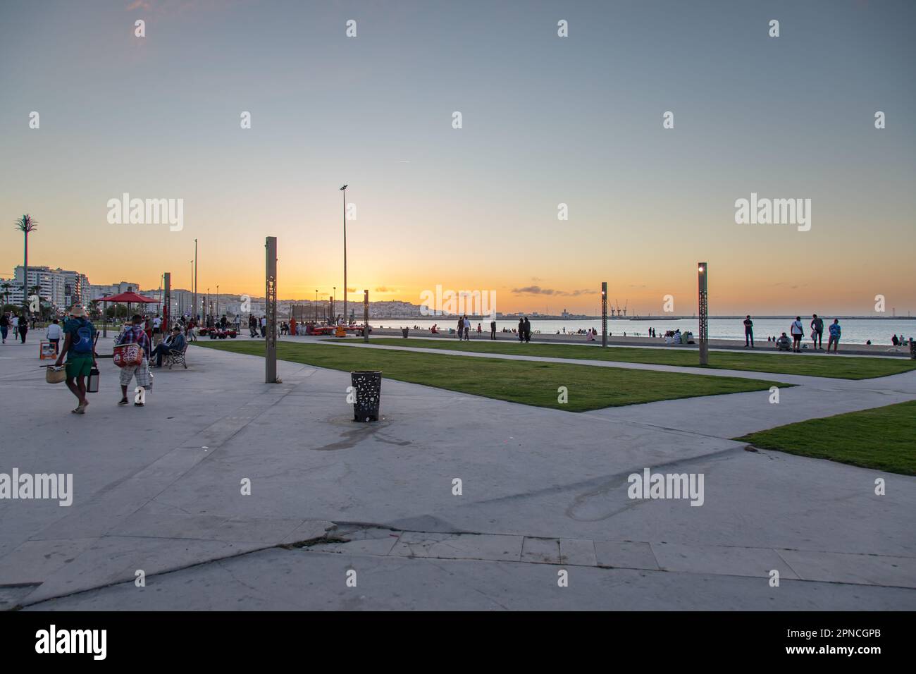 Tangier, Morocco 2022: scenic sunset in the seafront promenade Stock ...