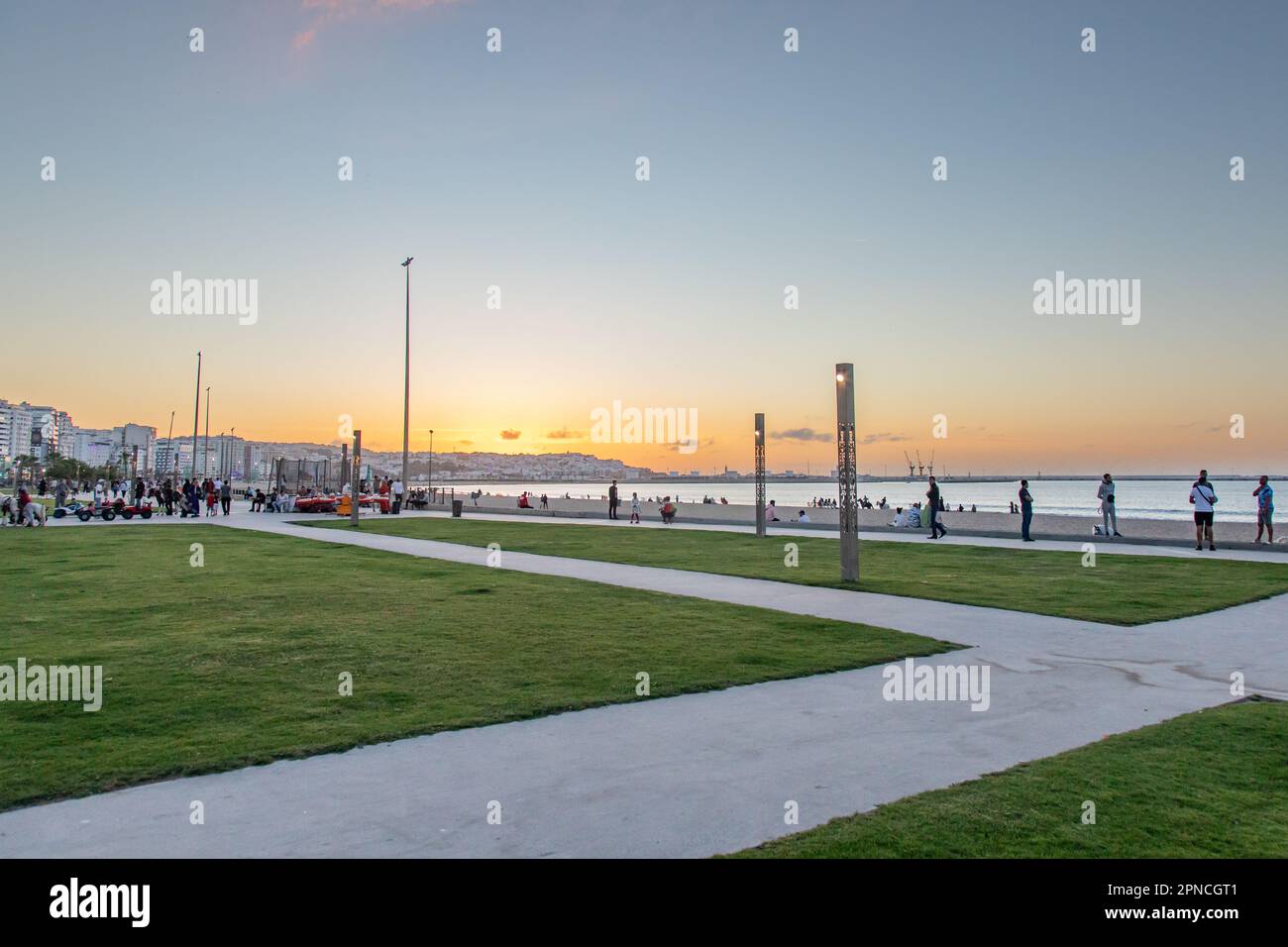 Tangier, Morocco 2022: scenic sunset in the seafront promenade Stock ...