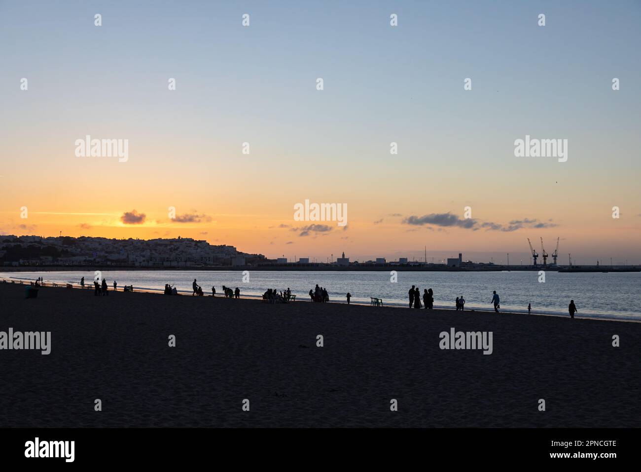 Tangier, Morocco 2022: scenic sunset in the seafront promenade Stock ...