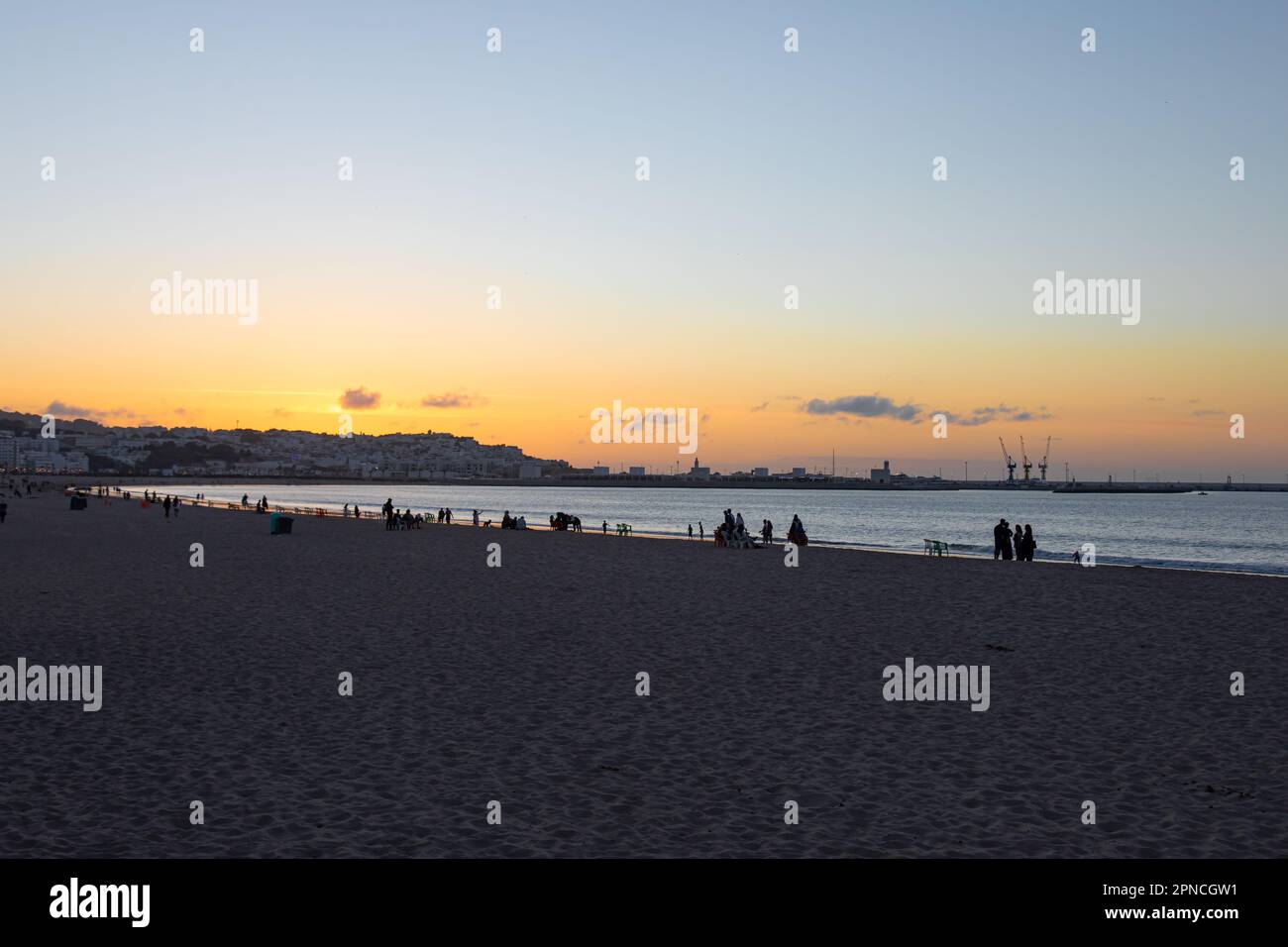 Tangier, Morocco 2022: scenic sunset in the seafront promenade Stock ...
