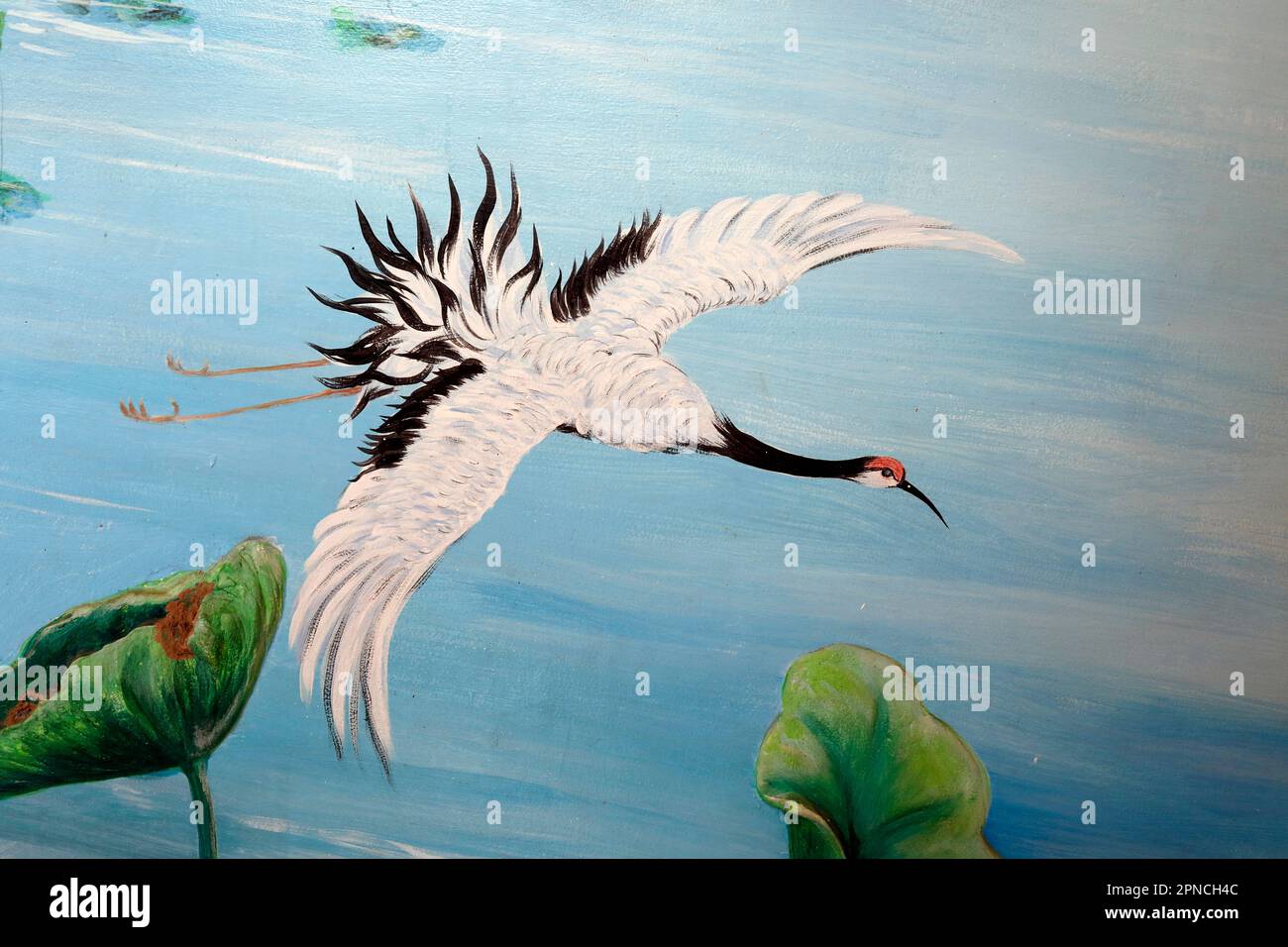 Thien Quang Co Tu buddhist temple. Wall painting representing sacred ...