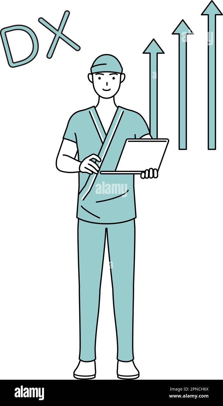 Image of DX, Male admitted patient in hospital gown who has ...
