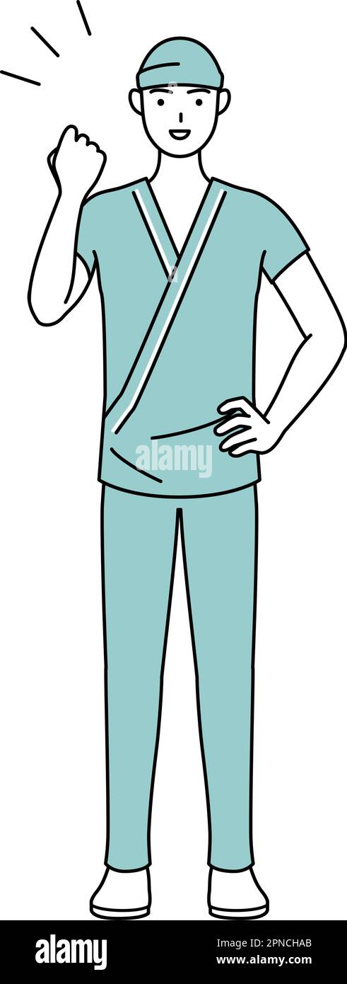 Male admitted patient in hospital gown posing with guts, Vector ...