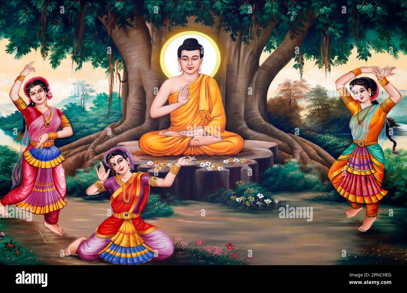 Phu Son Tu buddhist temple. Life of Buddha, Siddhartha Gautama. Tan ...