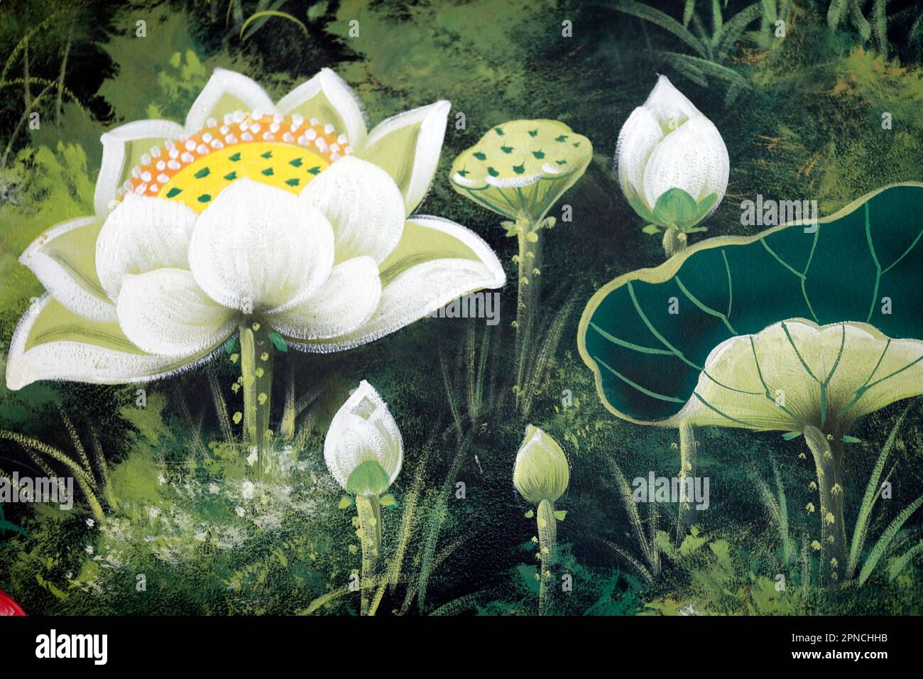 Phu Son Tu buddhist temple. White lotus flowers. Tan Chau. Vietnam ...