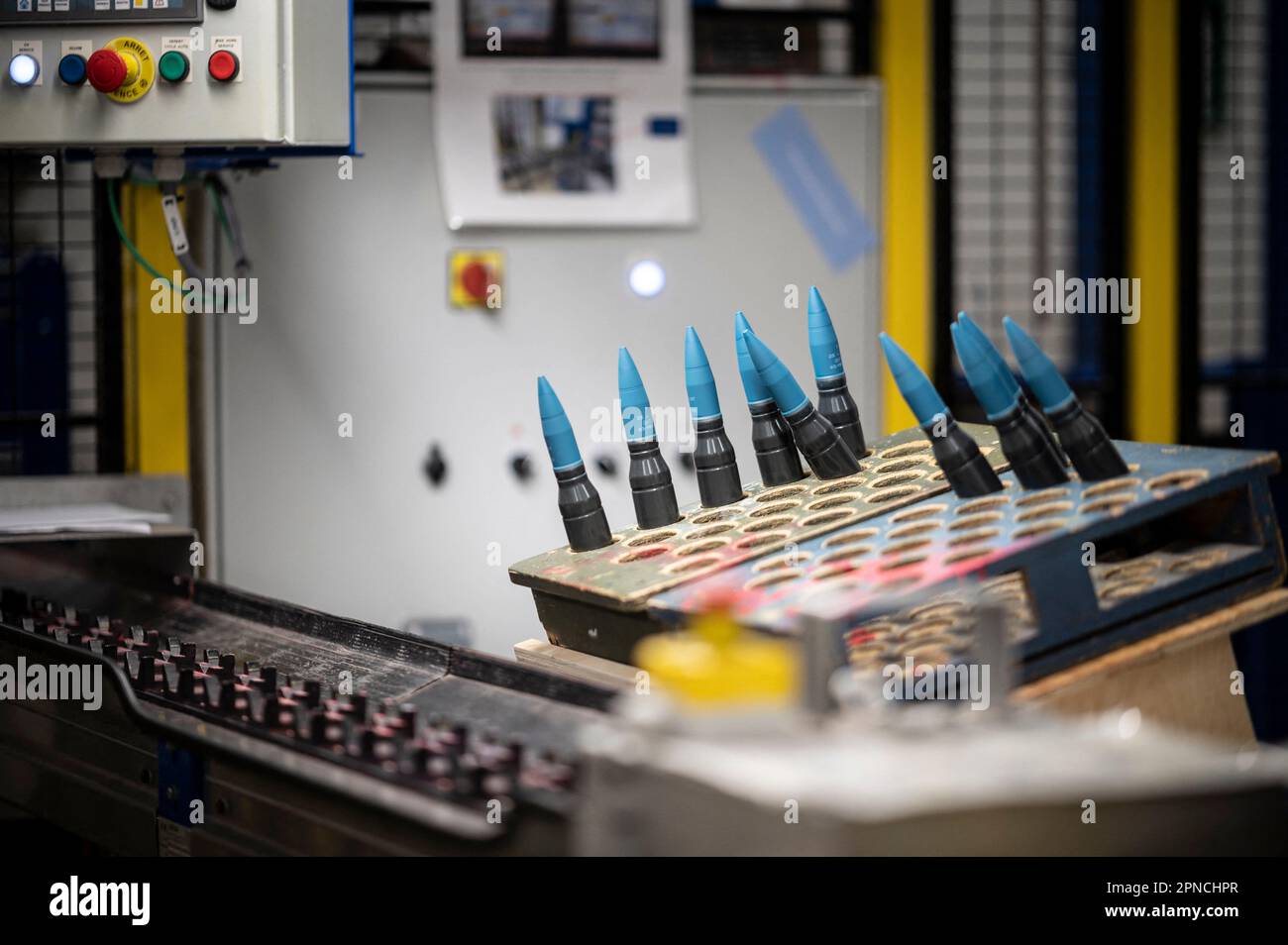 This photograph shows inside the Nexter Arrowtech factory, near Bourges ...