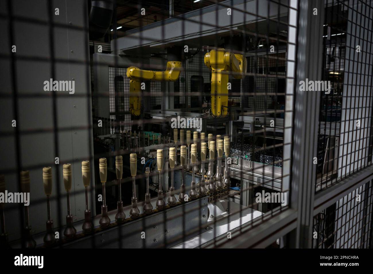 This photograph shows inside the Nexter Arrowtech factory, near Bourges ...