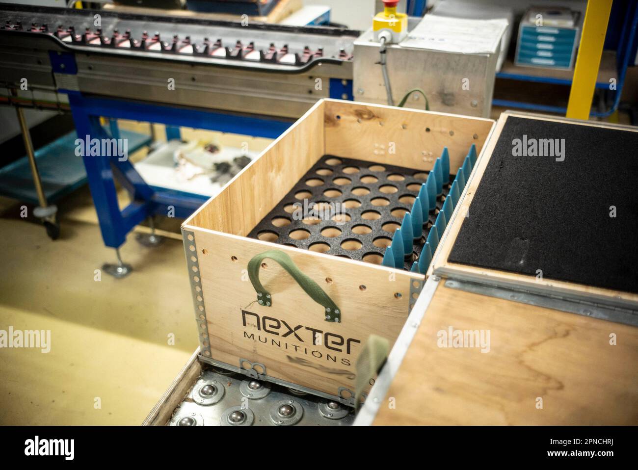 This photograph shows inside the Nexter Arrowtech factory, near Bourges ...